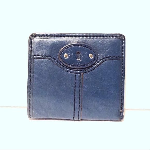 Fossil | Bags | Fossil Blue Bifold Wallet With Zipper Pouch | Poshmark